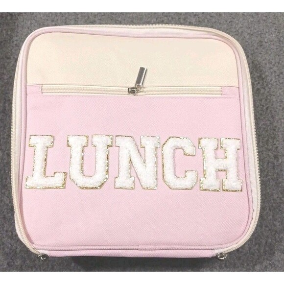 JarThenaAMCS | Other | Preppy Lunch Bag Insulated Lunch Box Pink White ...